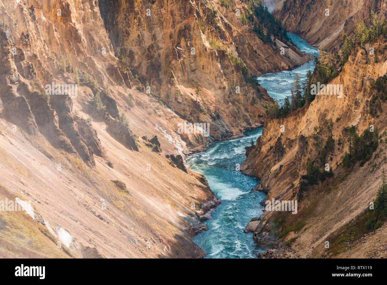 Yellowstone River flows through Gorge, Grand Canyon of the Yellowstone ...