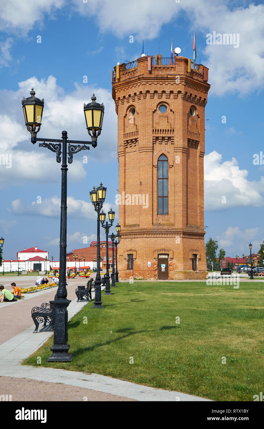 TOBOLSK, RUSSIA - AUGUST 11, 2016: The Water tower in the center of Red ...