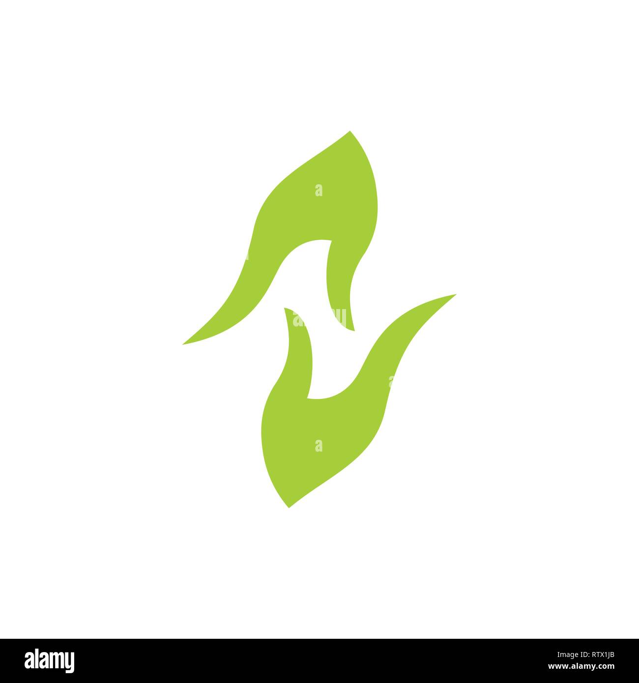 abstract letter n hand palm care green leaf design logo vector Stock ...