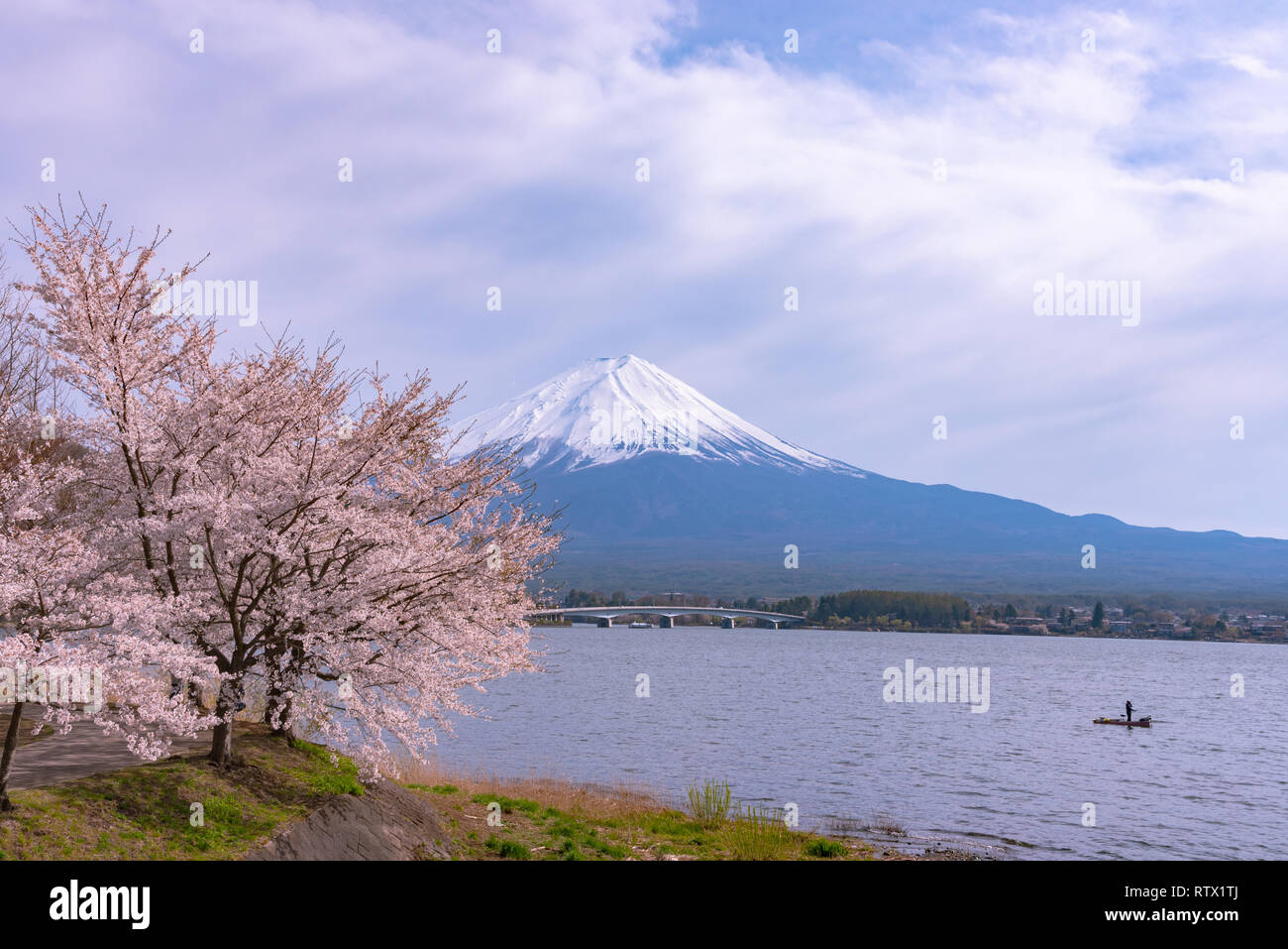 Close-up snow covered Mount Fuji ( Mt. Fuji ) with blue sky background ...