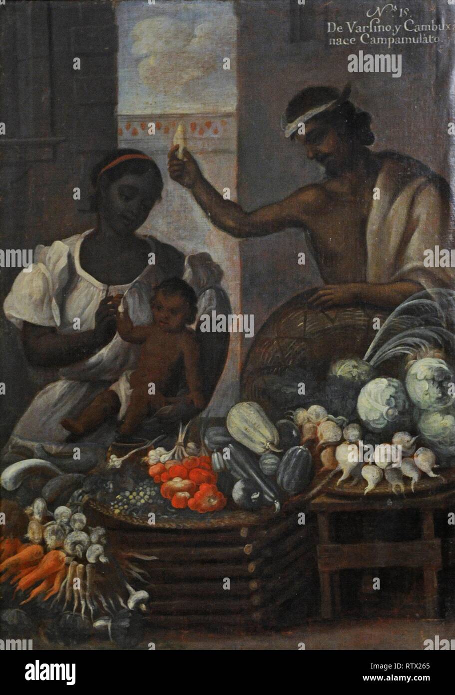 Título: Castas: De barsino y cambuja, campa mulato. Autor: Andrés de ...