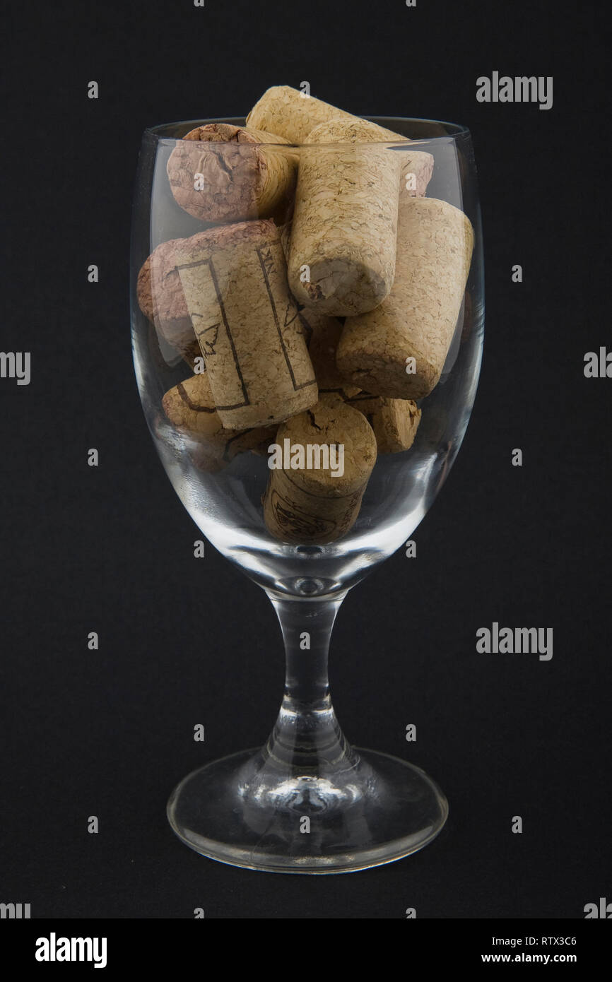 Wine glass filled wine corks hi-res stock photography and images - Alamy