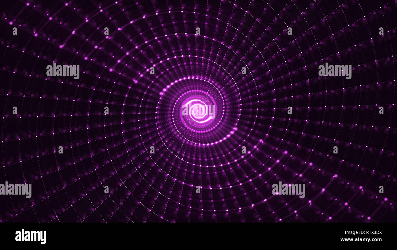 Abstract 3d rendering spiral particle background with Twist shape made of small random particle ...