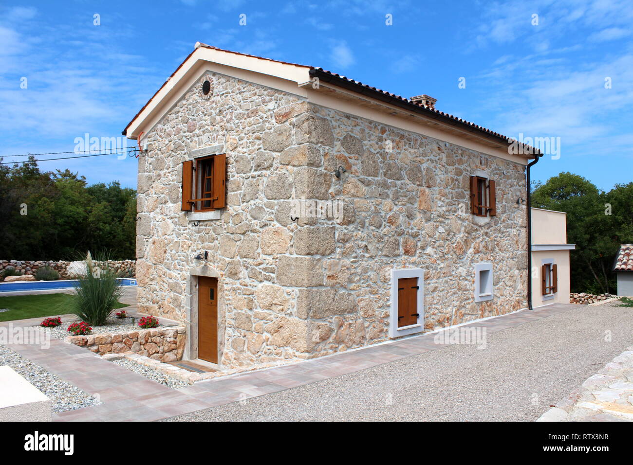New modern Mediterranean villa built in traditional stone style ...