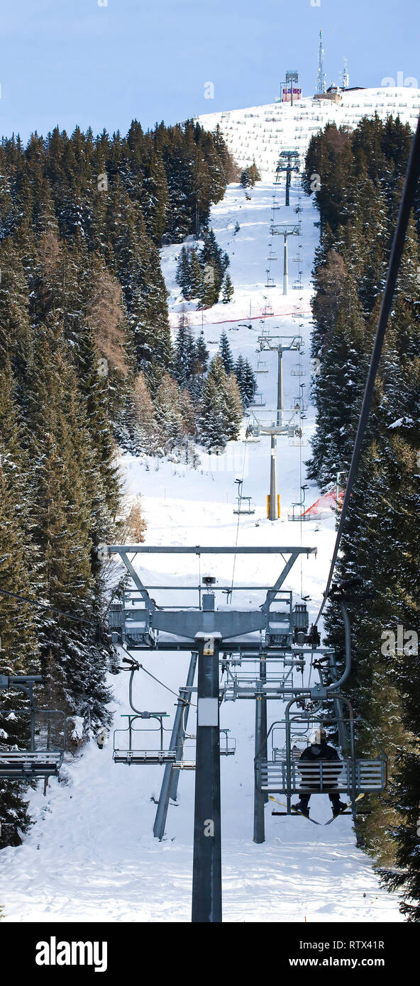 Ski lift in italian Dolomites Stock Photo - Alamy