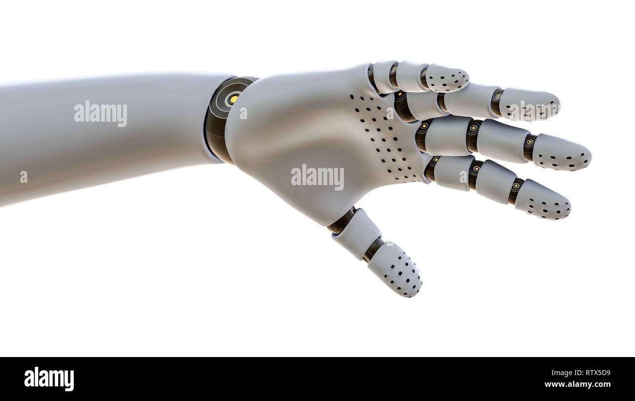 White Robot Hand, Isolated Stock Photo - Alamy