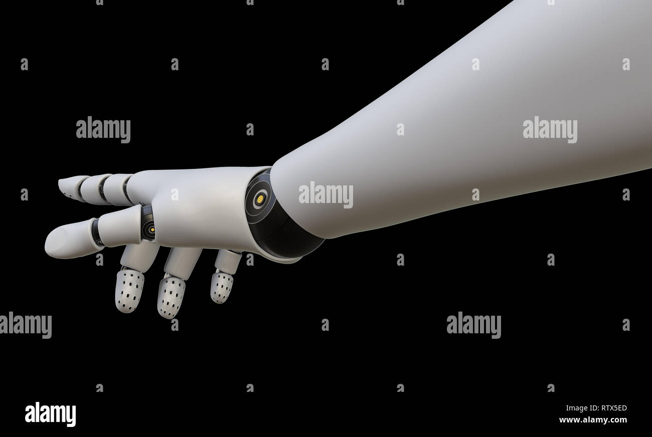 Robot hand pointing index finger, isolated Stock Photo - Alamy