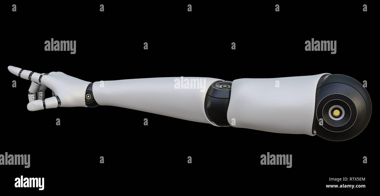 Robot hand pointing index finger, isolated Stock Photo - Alamy