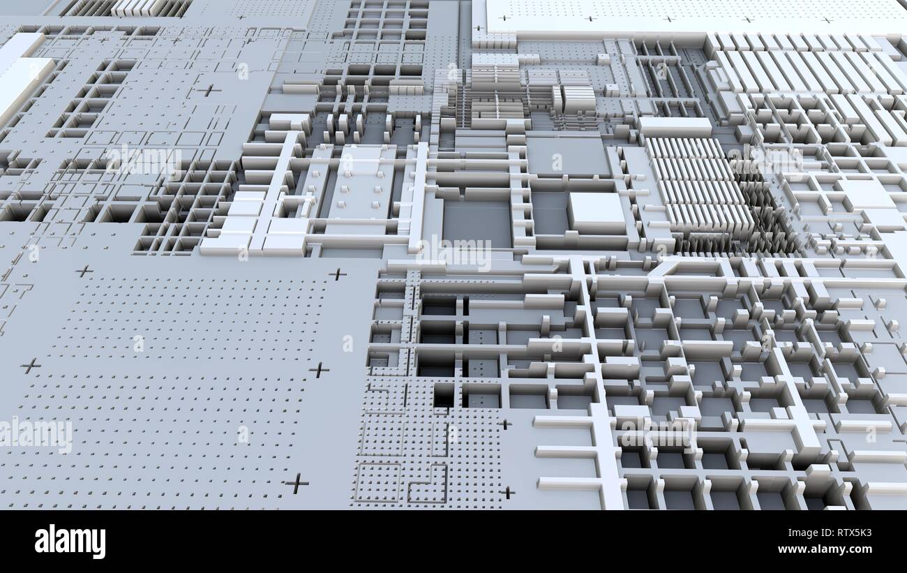 3d render Abstract Technology Background With Cubes Stock Photo - Alamy