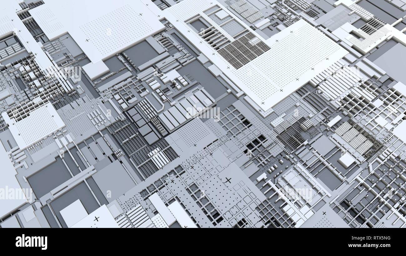 3d render Abstract Technology Background With Cubes Stock Photo - Alamy