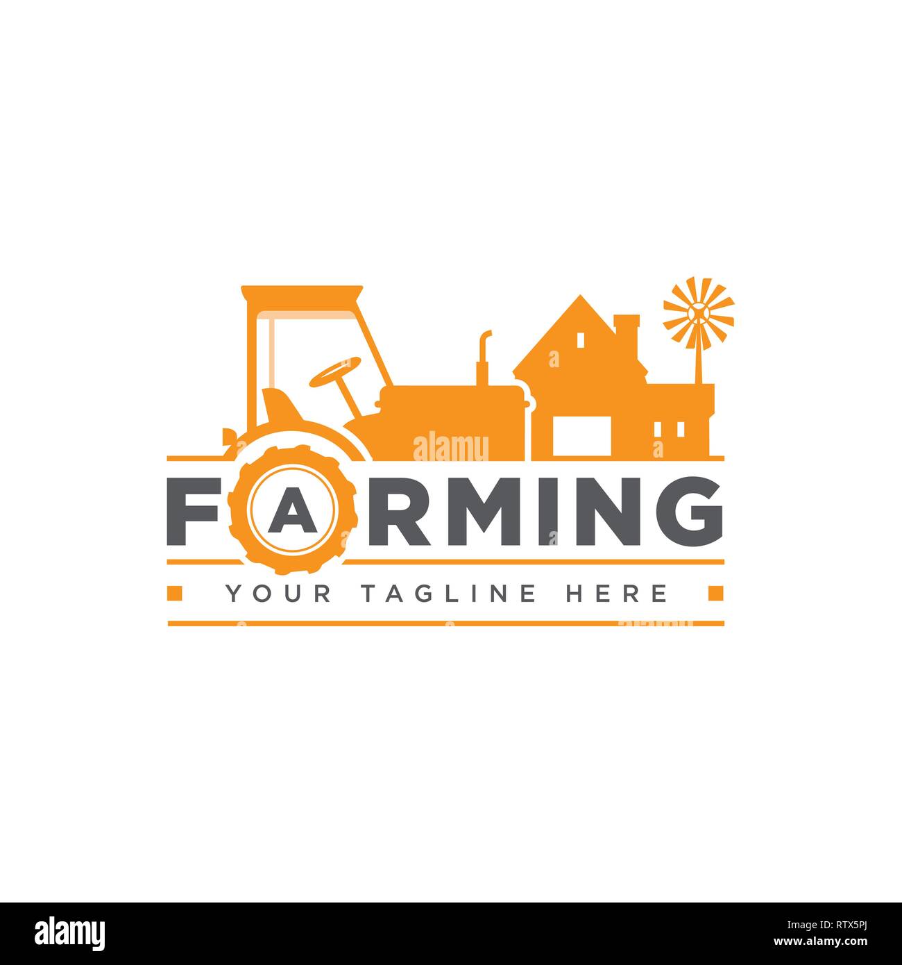 Tractor barn farm line Stock Vector Images - Alamy