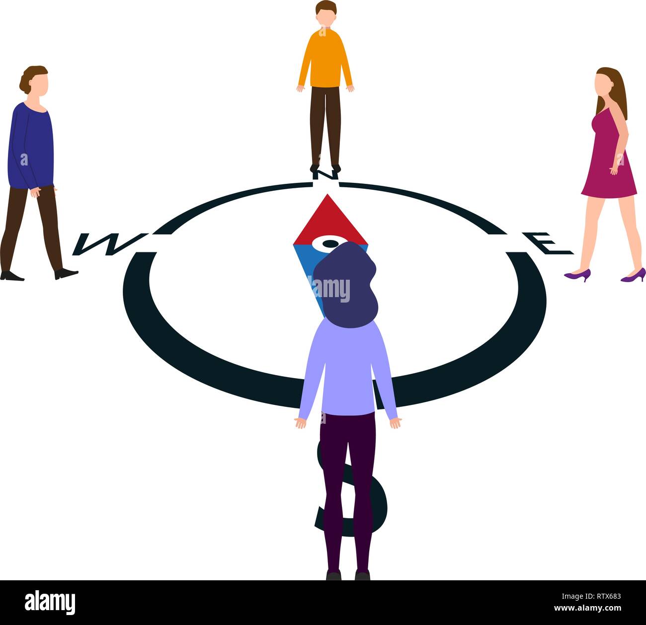 People come to the compass from different sides, people from all over ...