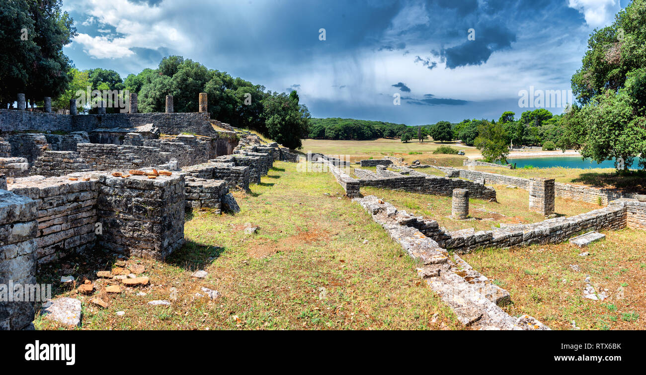 Ruins of ancient Roman villa in Verige bay in Brijuni (also known as ...