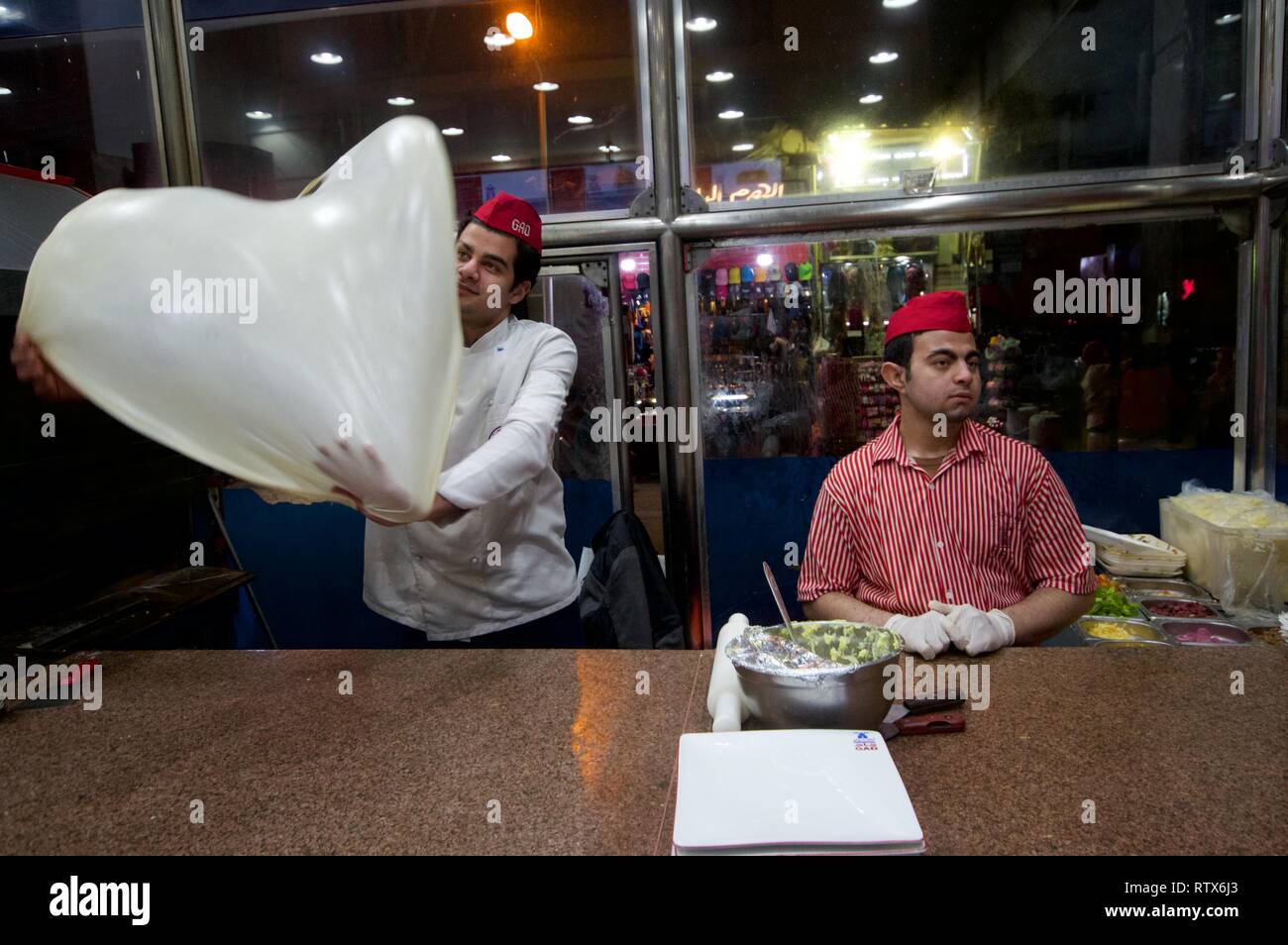 Pastry chef preparing pastry for feteer at GAD restairant, Cairo, Egypt Stock Photo - Alamy