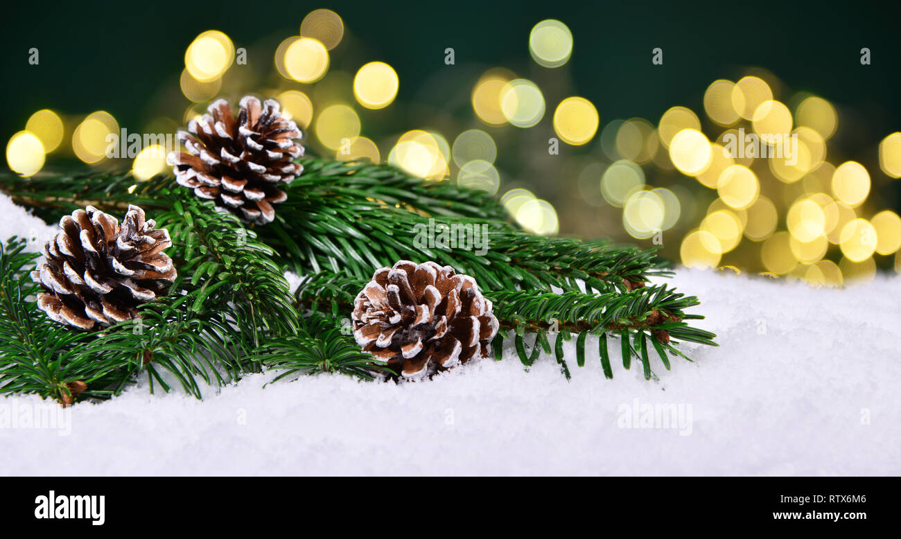 Christmas Panorama on Snow Stock Photo - Alamy