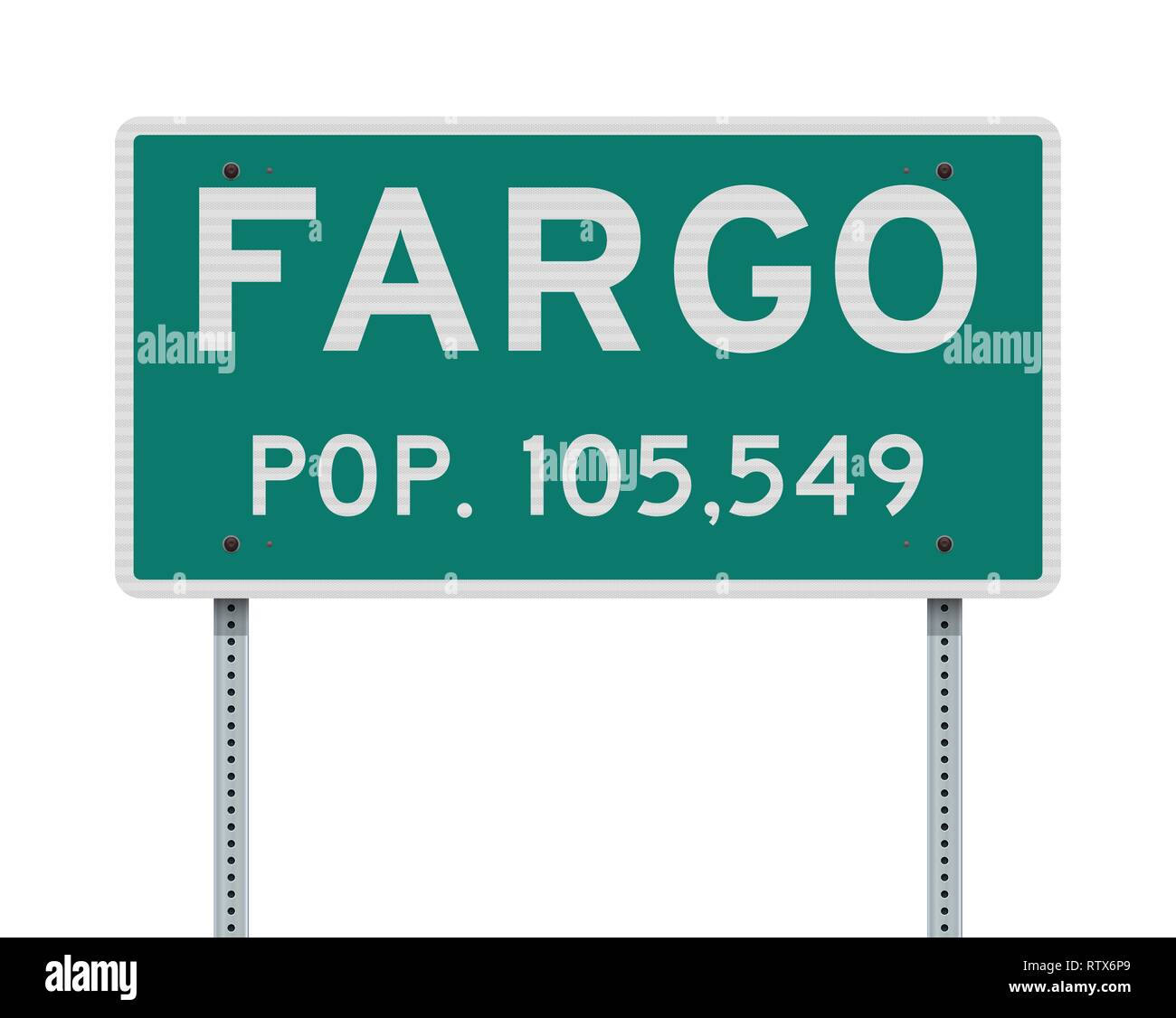 Vector illustration of the Fargo green entrance road sign with ...