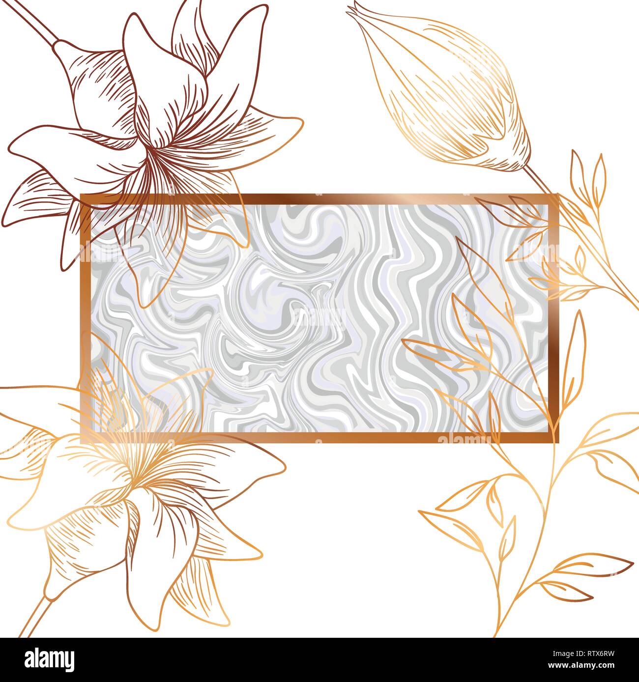 Flowers in stone frame Stock Vector Images - Alamy