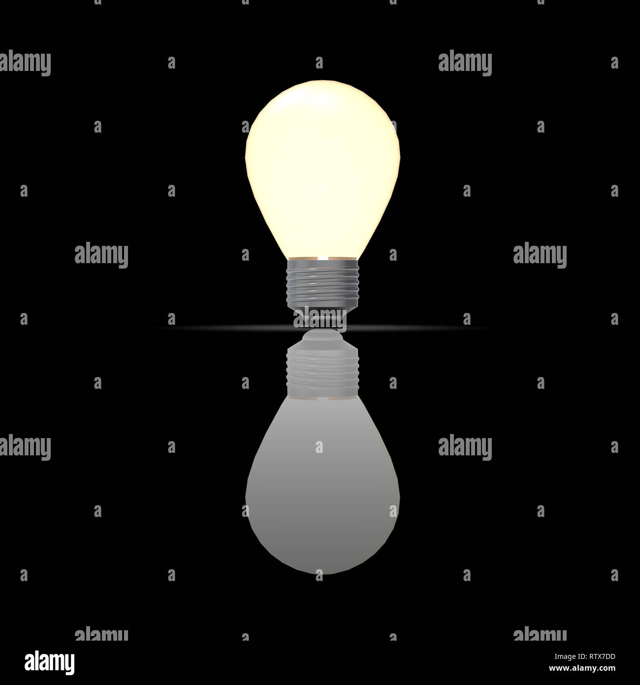 The light bulb with nice reflection and back background Stock Photo - Alamy