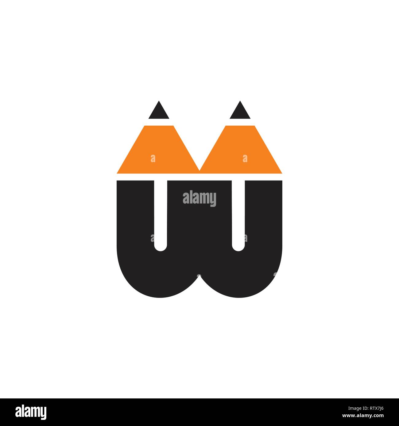 letter w pencil shape education logo Stock Vector Image & Art - Alamy