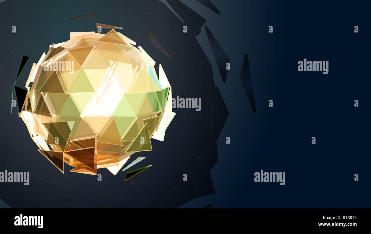 Golden polygonal abstract sphere combination by triangle shape graphic ...