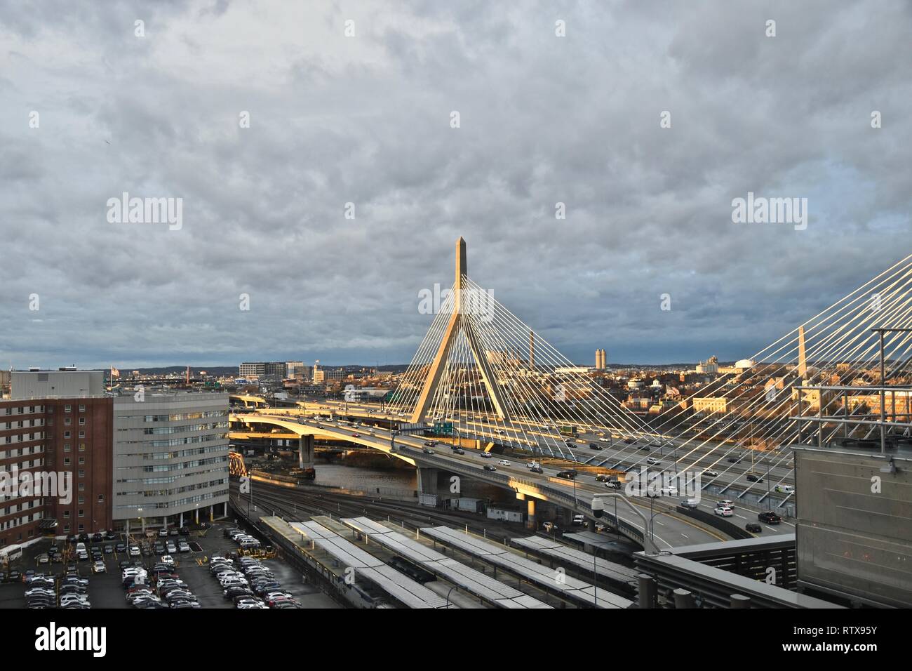 The iconic Leonard P. Zakim Biunker Hill Memorial bridge suspension ...