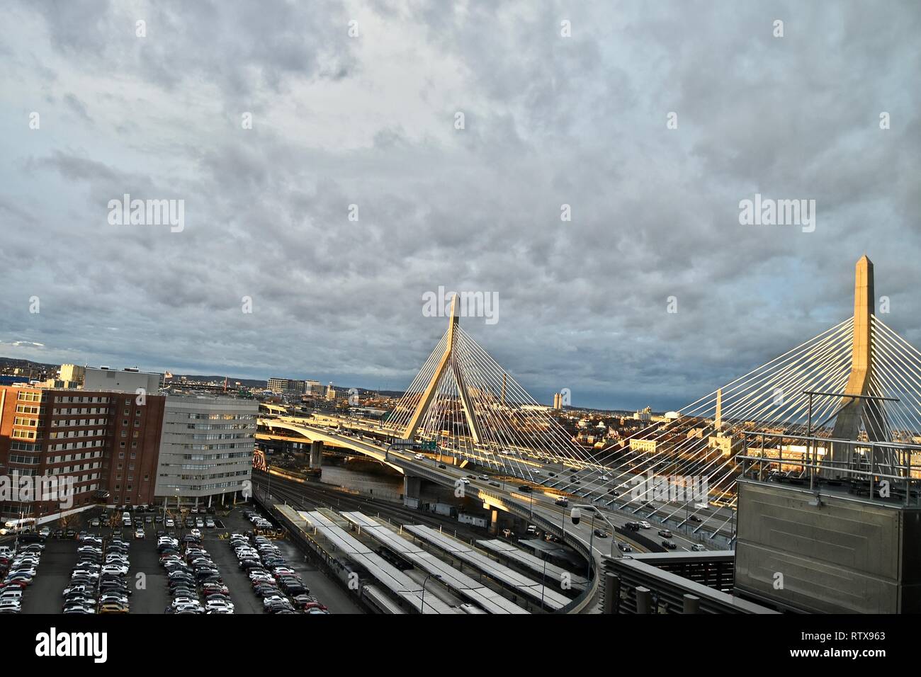 The iconic Leonard P. Zakim Biunker Hill Memorial bridge suspension ...