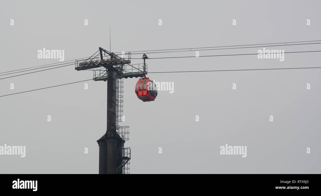 Zhangjiajie, China - Nov 1, 2015. Tianmen mountain cable car against ...