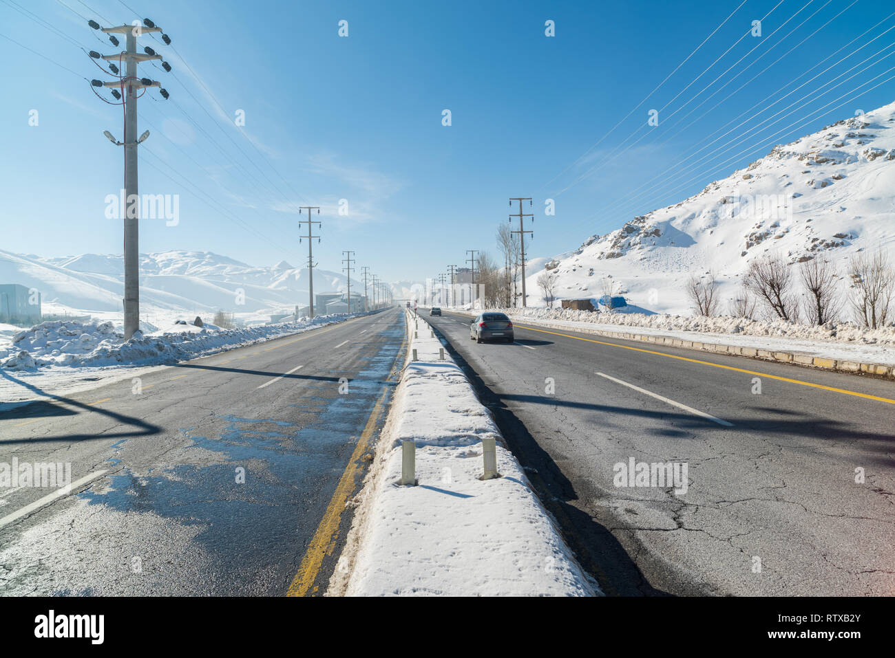 winter driving, icy and slippery roads Stock Photo - Alamy