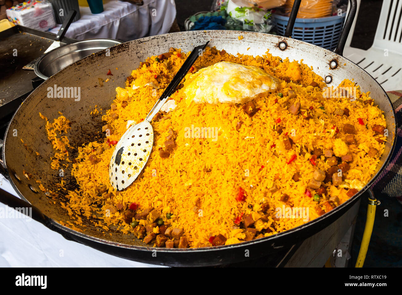 "Arroz relleno", a traditional Ecuadorian dish made with rice, chorizo ...