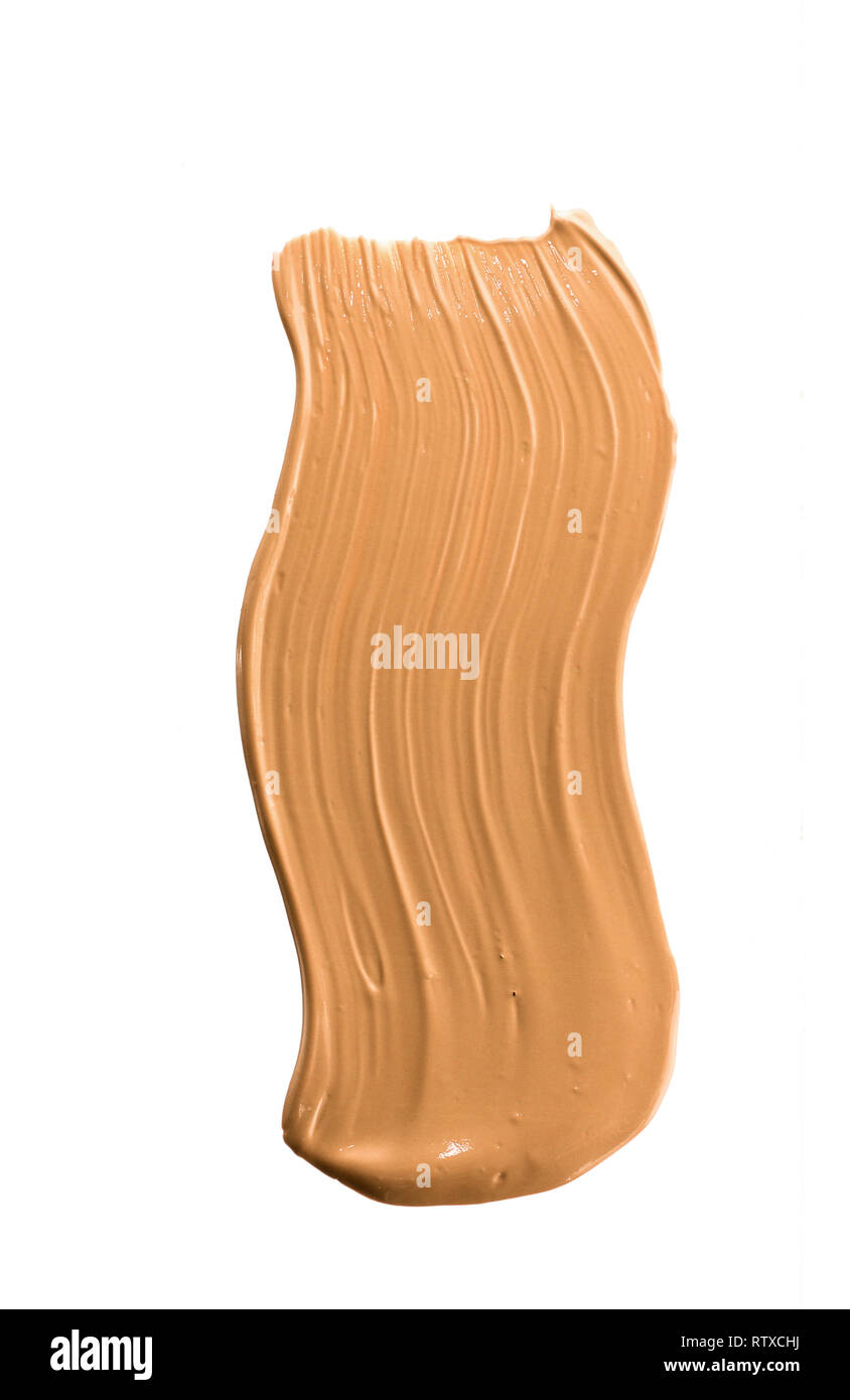 Make-up base foundation brush stroke isolated on white background ...