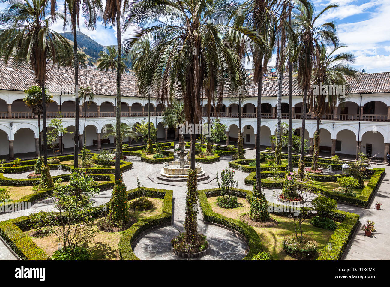 Quito, Ecuador, August 2108: The courtyards of the San Francisco ...