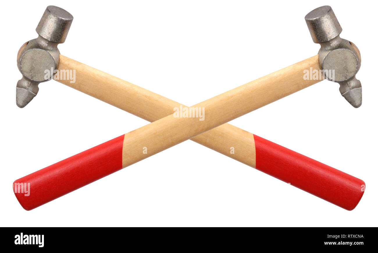 two metal hand hammer isolated on white background Stock Photo - Alamy