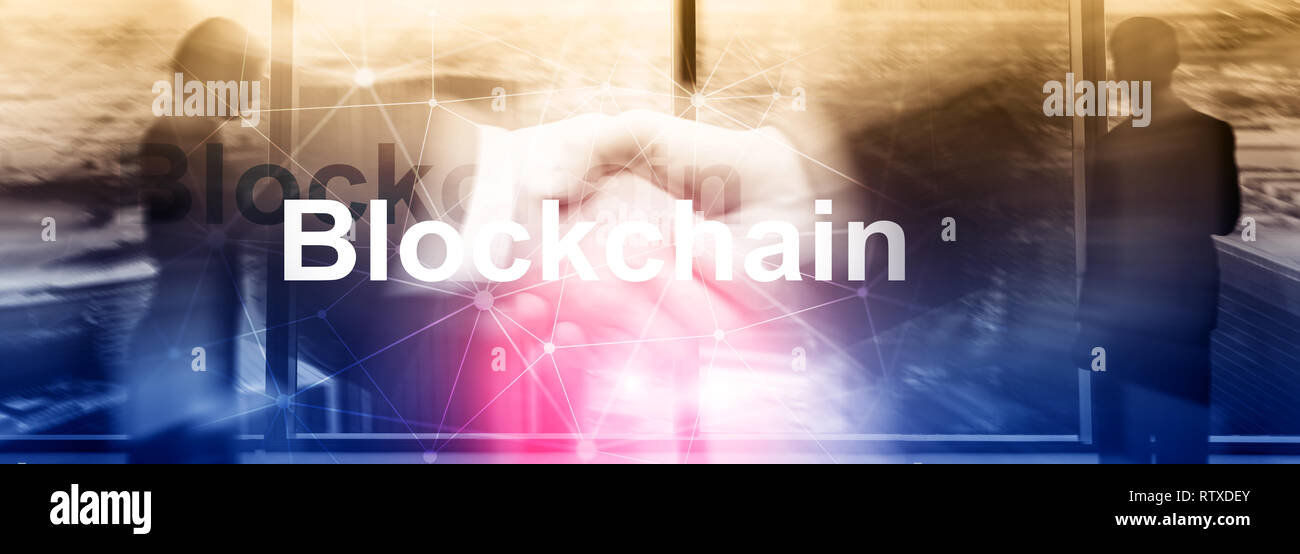 Blockchain technology Concept on server background. Data encryption ...