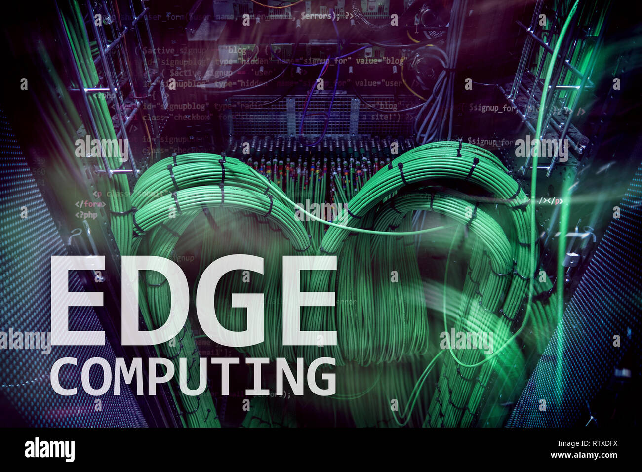 EDGE computing, internet and modern technology concept on modern server ...
