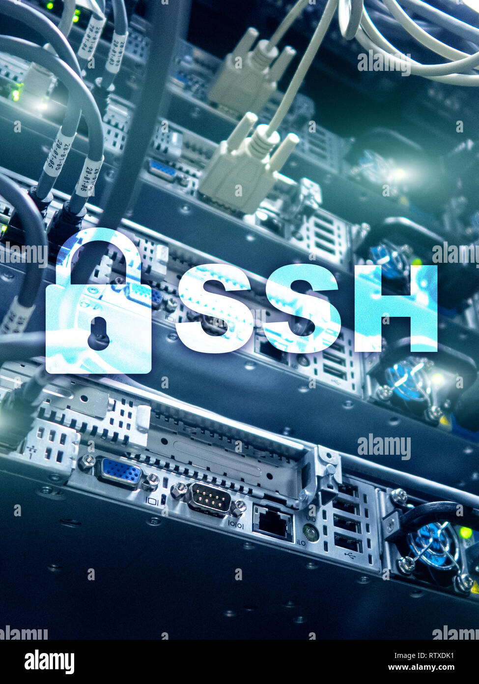 SSH, Secure Shell protocol and software. Data protection, internet and telecommunication concept ...