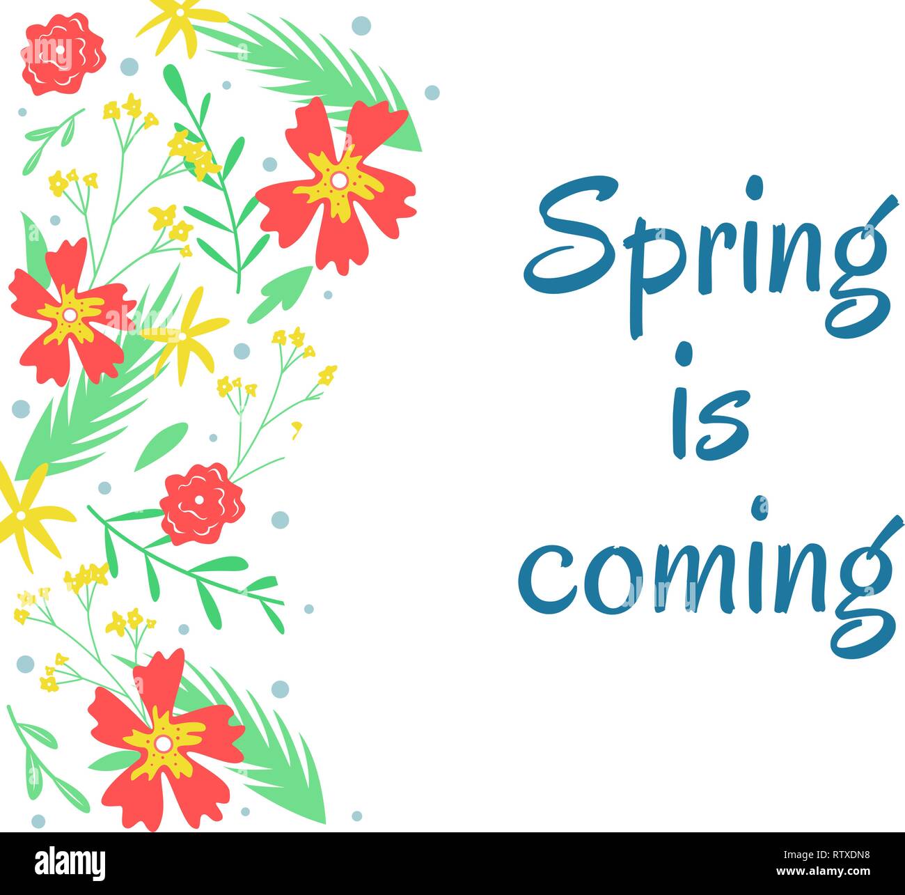 Hand-drawn spring vector illustration. Botanical background with place ...