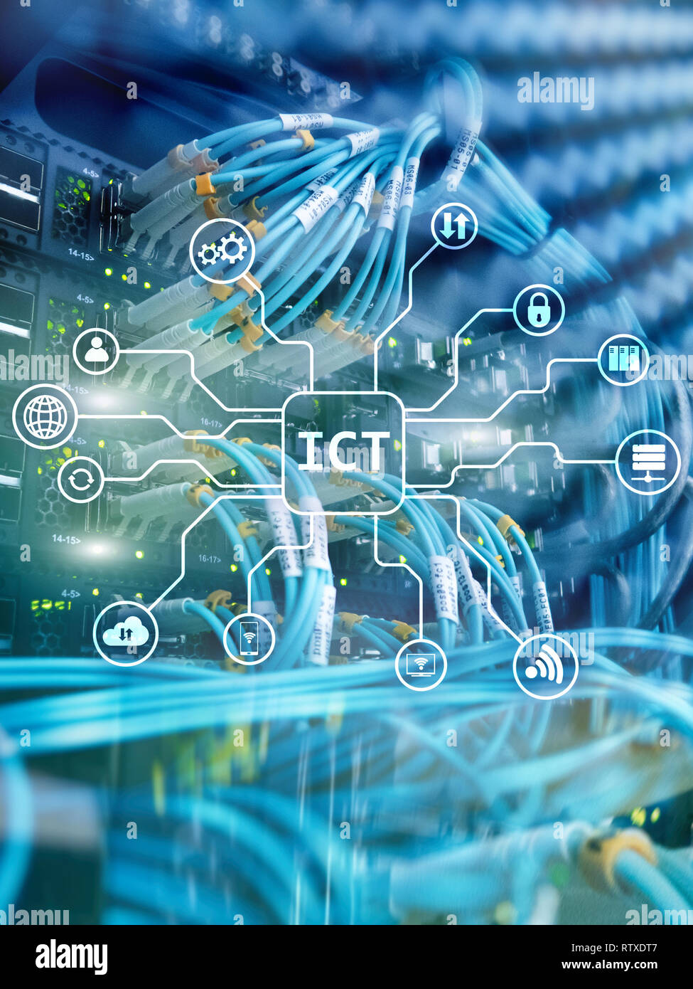 Ict Information And Communications Technology Concept On Server Room