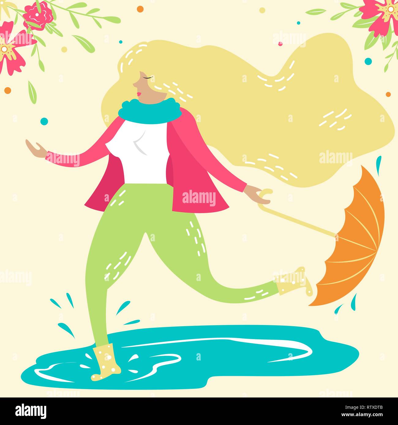 Walking through puddles Stock Vector Images - Alamy