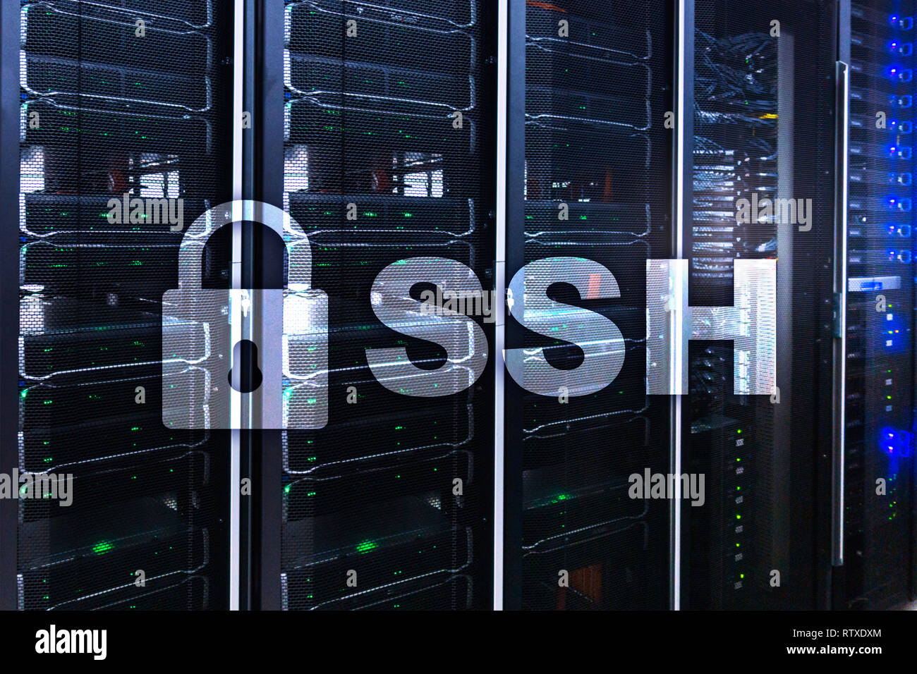 SSH, Secure Shell protocol and software. Data protection, internet and ...