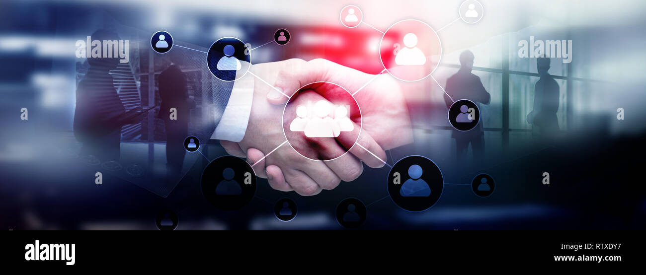 HR - Human resources management concept on blurred business center ...