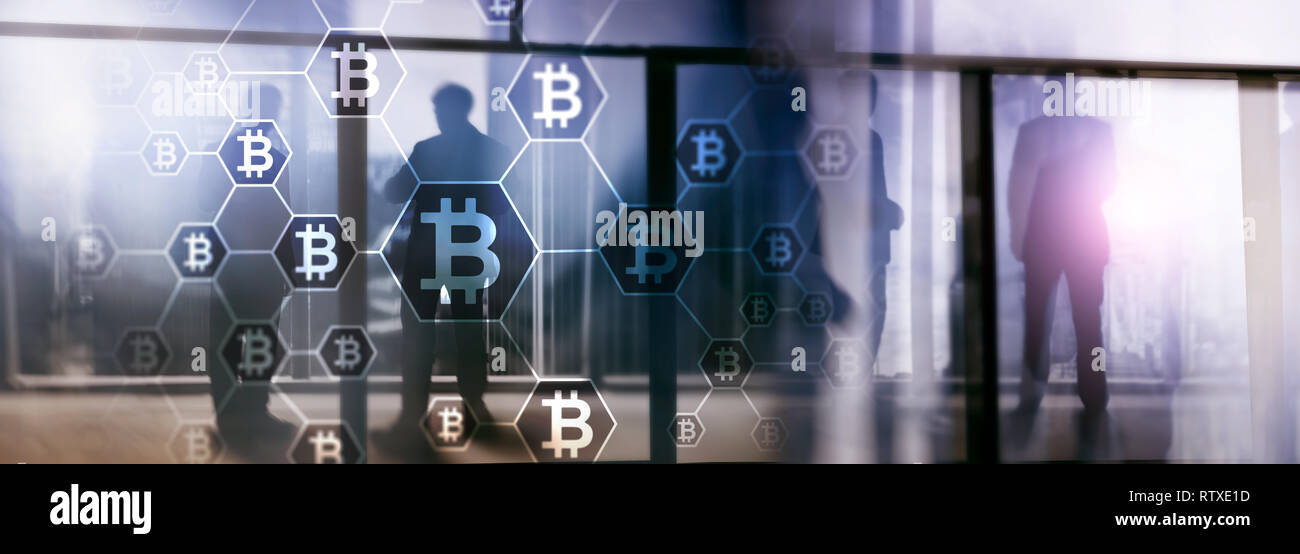 Bitcoin, Blockchain concept on server room background Stock Photo - Alamy