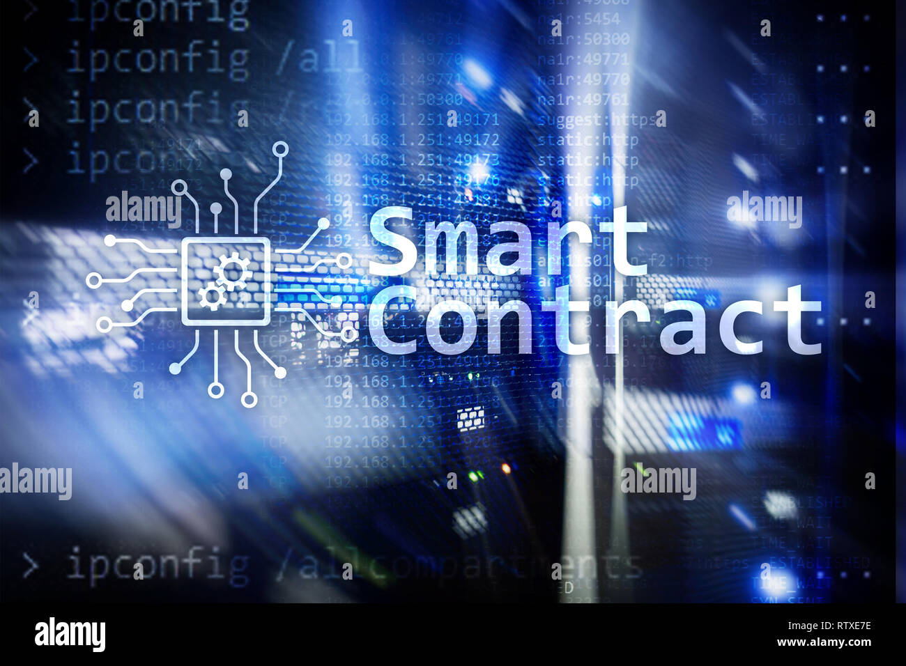 Smart contract, blockchain technology in modern business Stock Photo ...