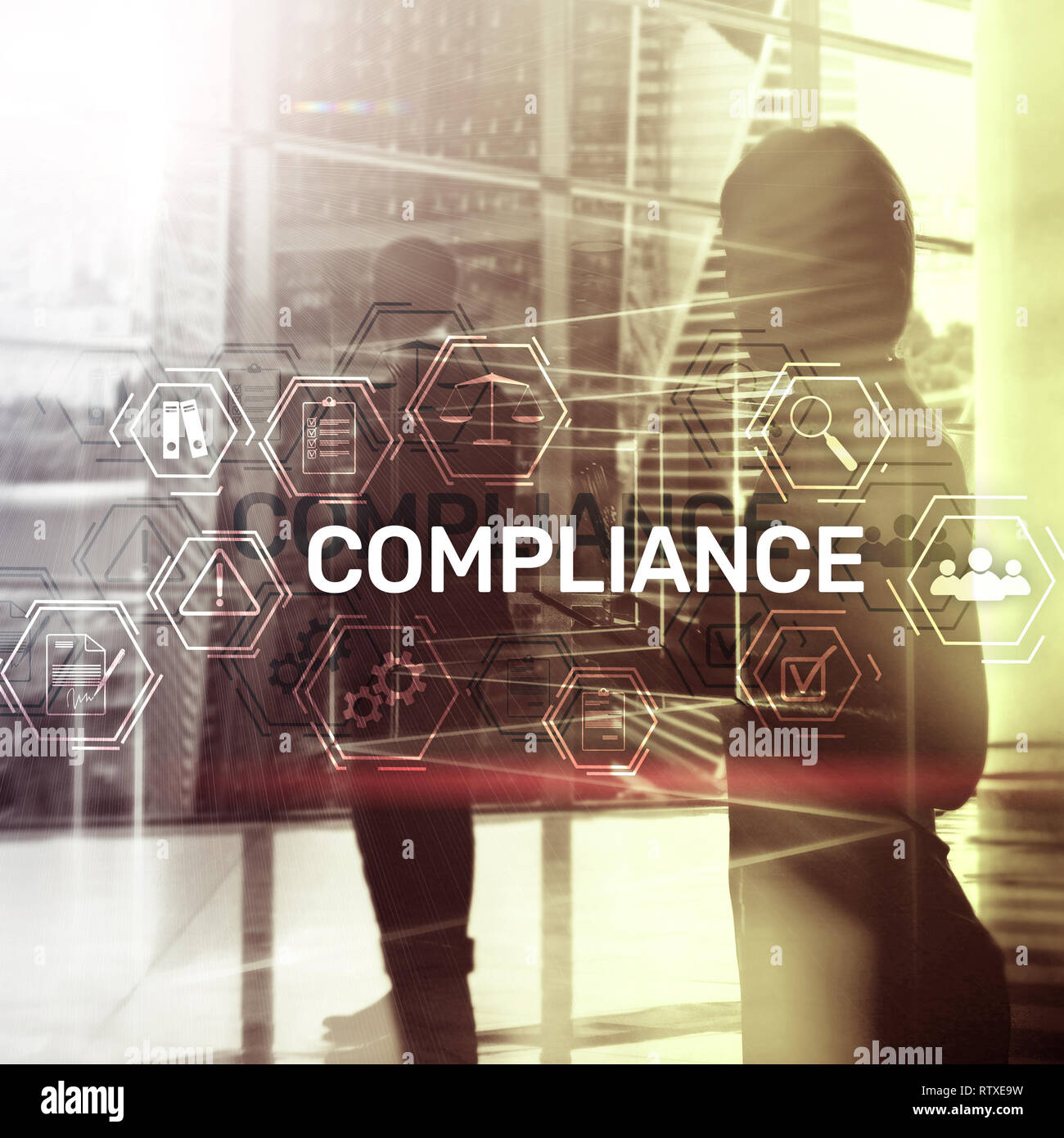 Compliance diagram with icons. Business concept on abstract background ...