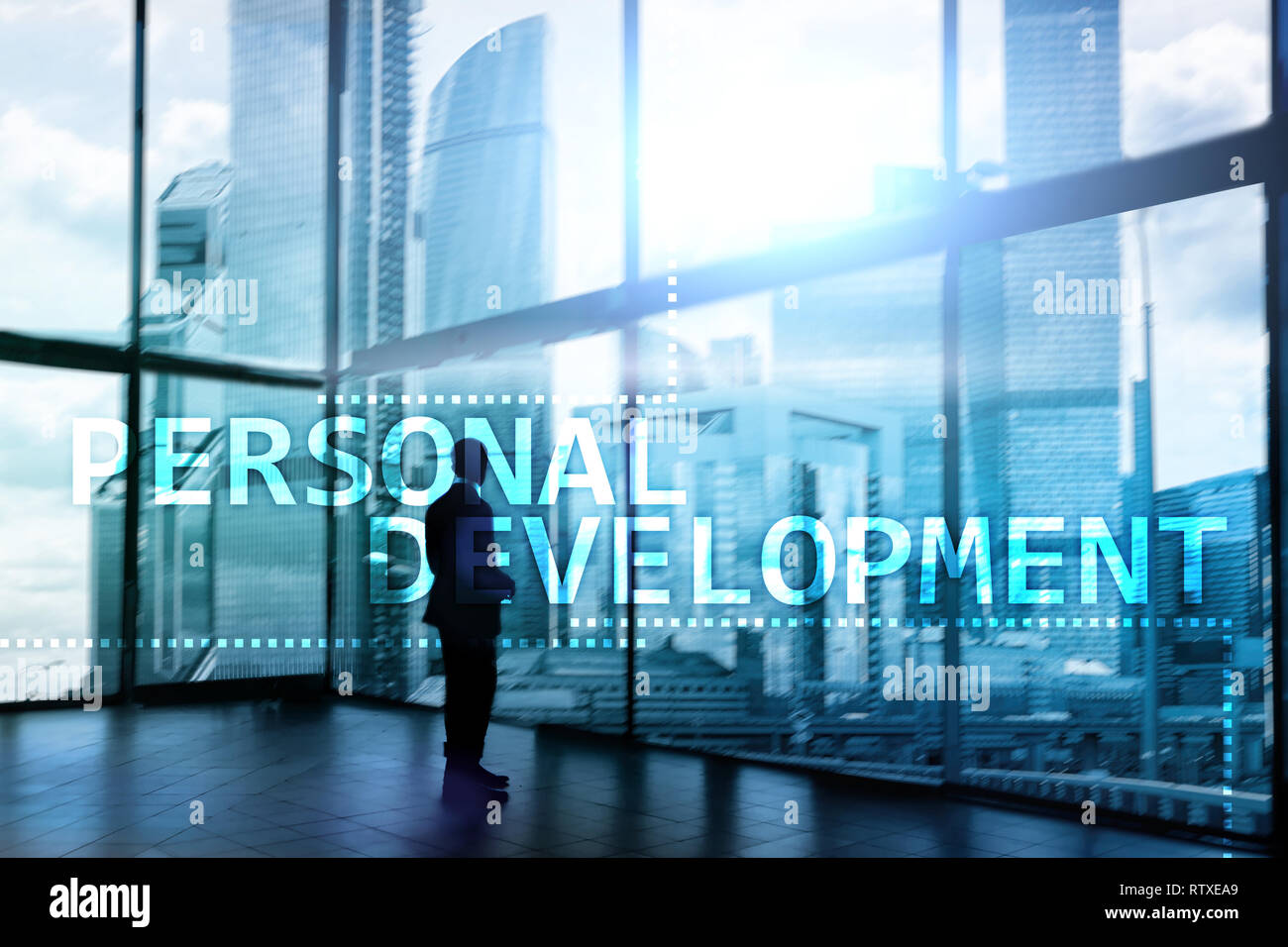 Personal development and growth concept of double exposure background ...