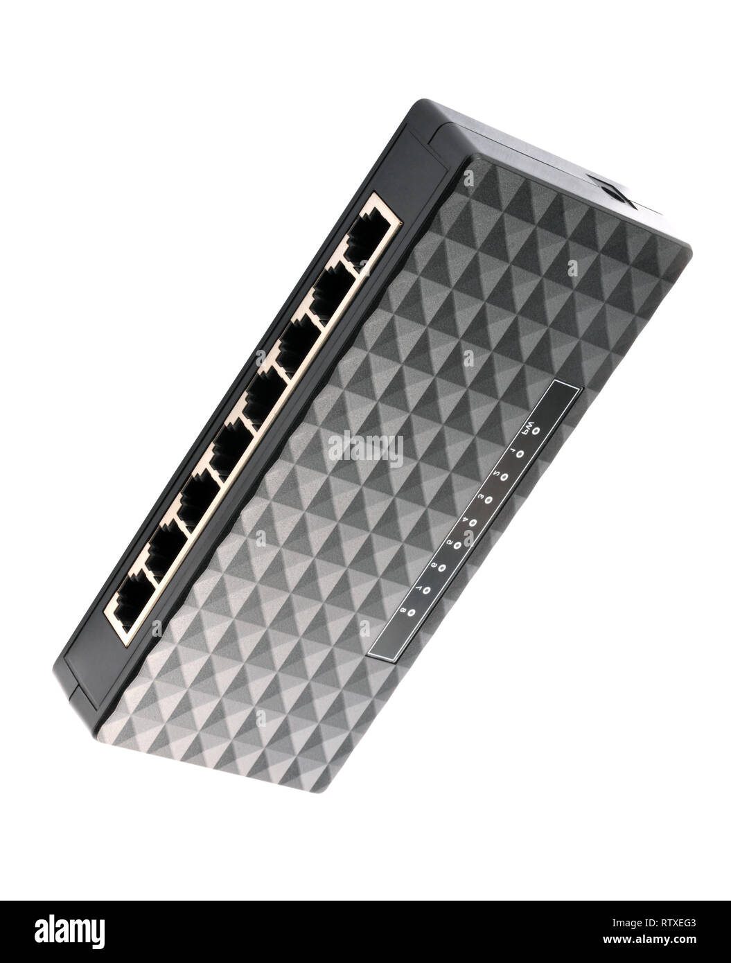 black 8 Port Plastic Ethernet Switch isolated on white background at ...