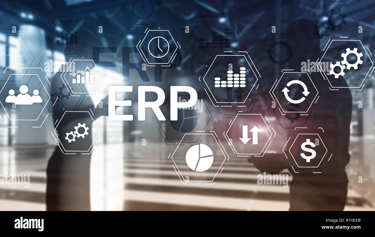 ERP system, Enterprise resource planning on blurred background ...