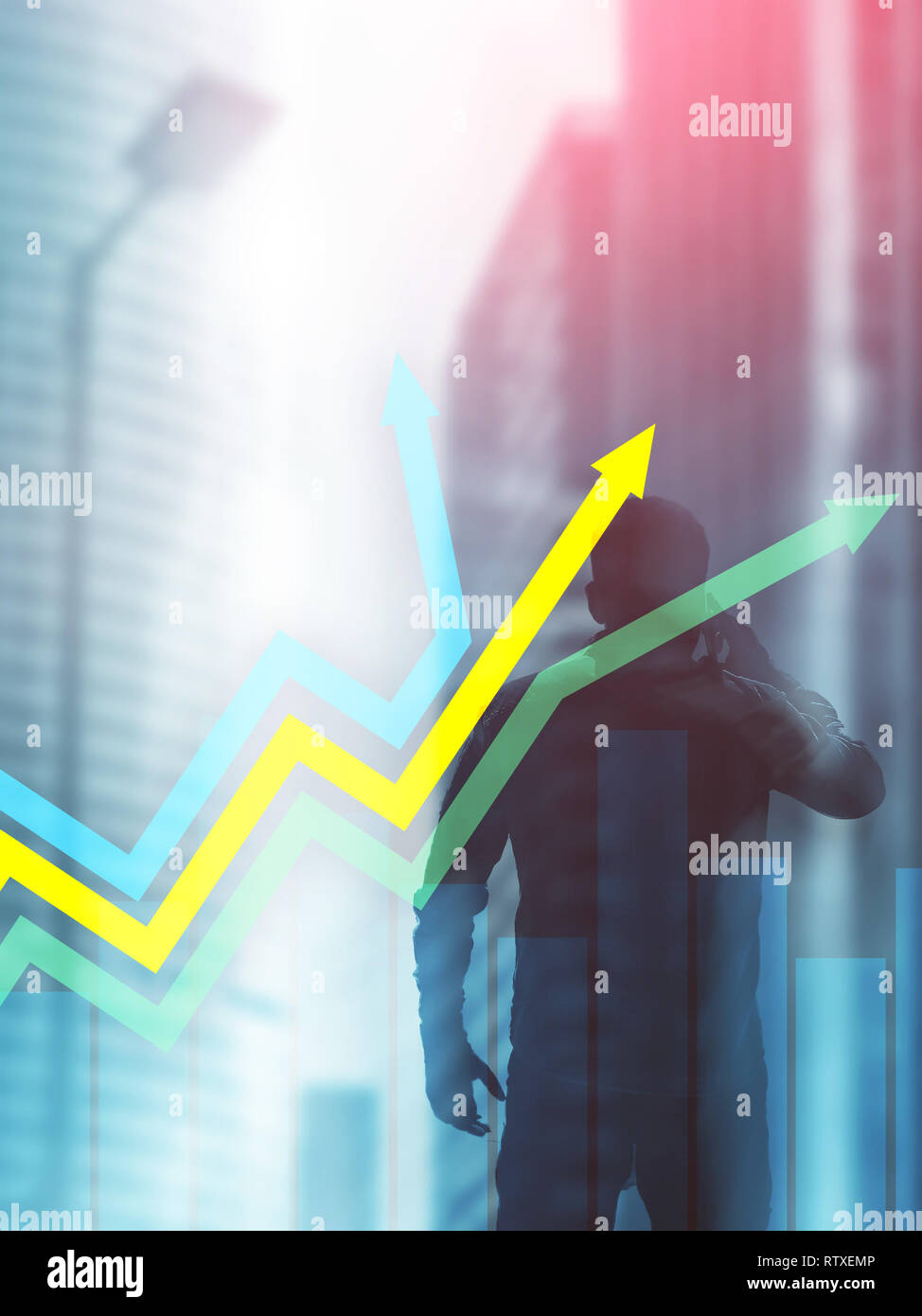 Financial growth arrows graph. Investment and trading concept. Abstract ...