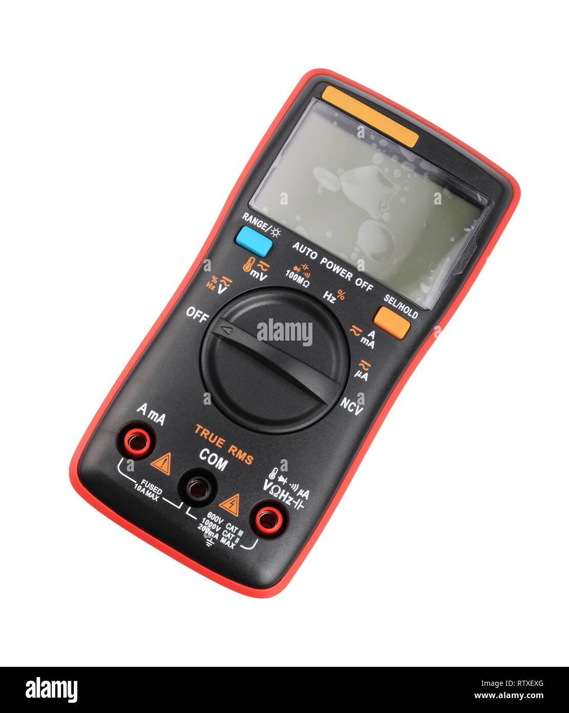 black digital multimeter isolated on white background at dry day Stock ...