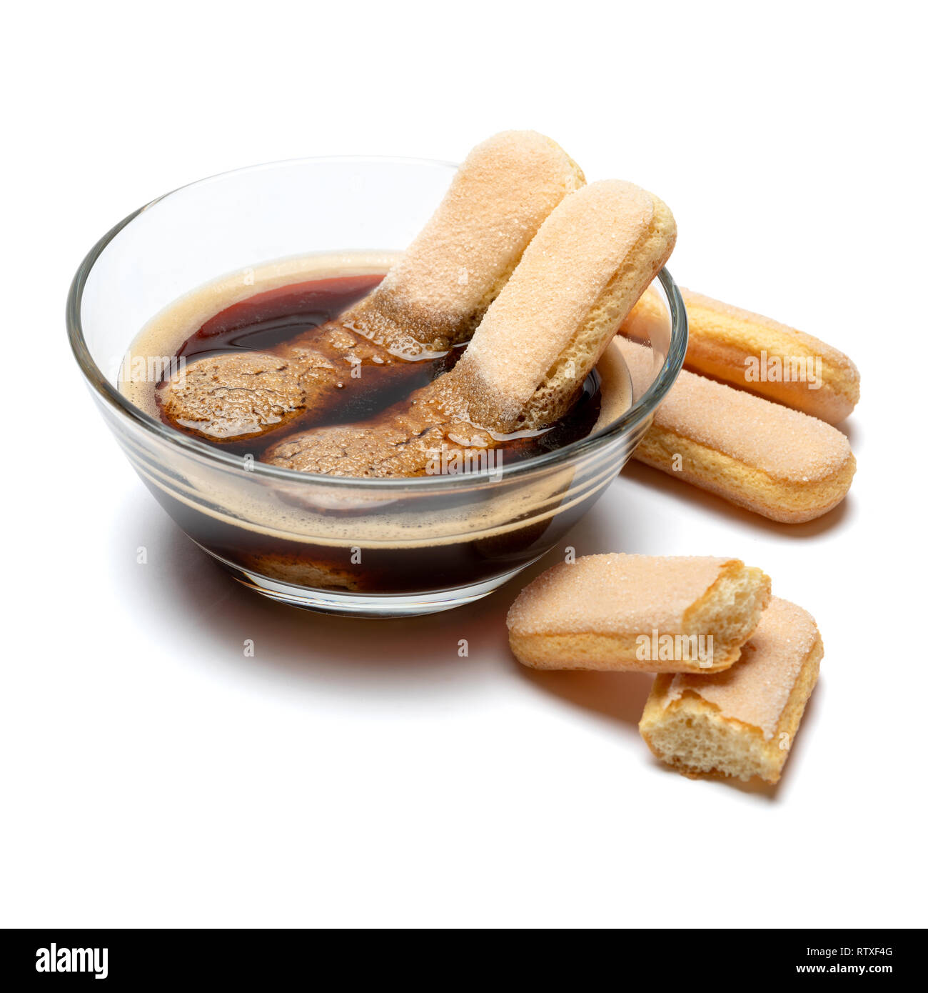 Italian Savoiardi Biscuits and coffee isolated on white with clipping ...