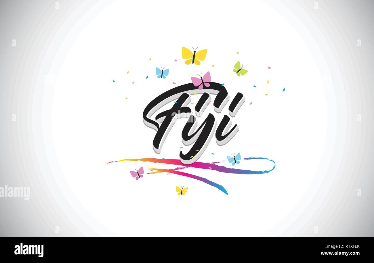 Fiji Handwritten Word Text with Butterflies and Colorful Swoosh Vector ...
